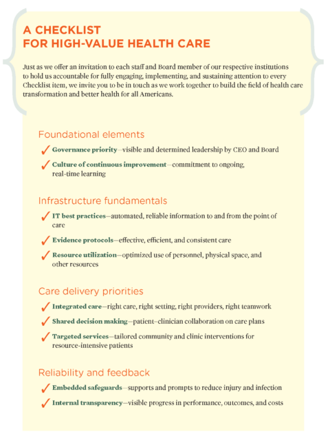 A CEO Checklist for High-Value Health Care - NAM