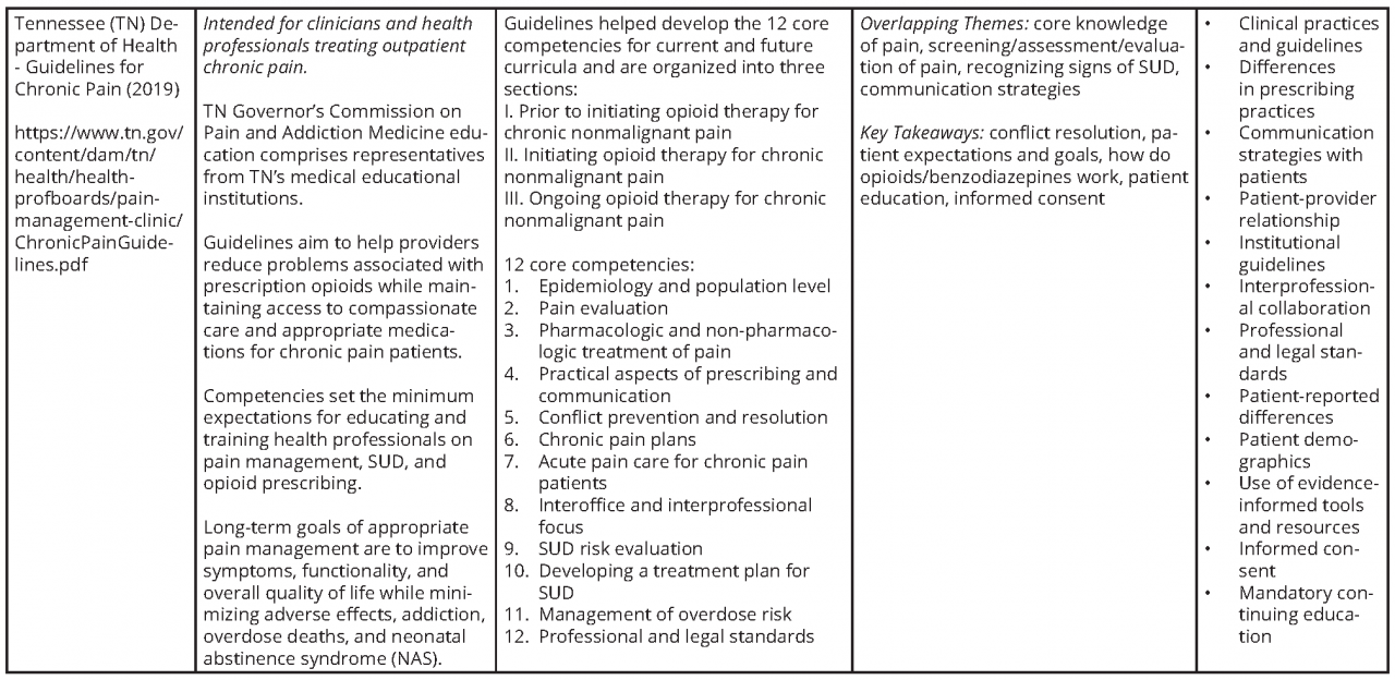 The 3Cs Framework for Pain and Unhealthy Substance Use: Minimum Core ...